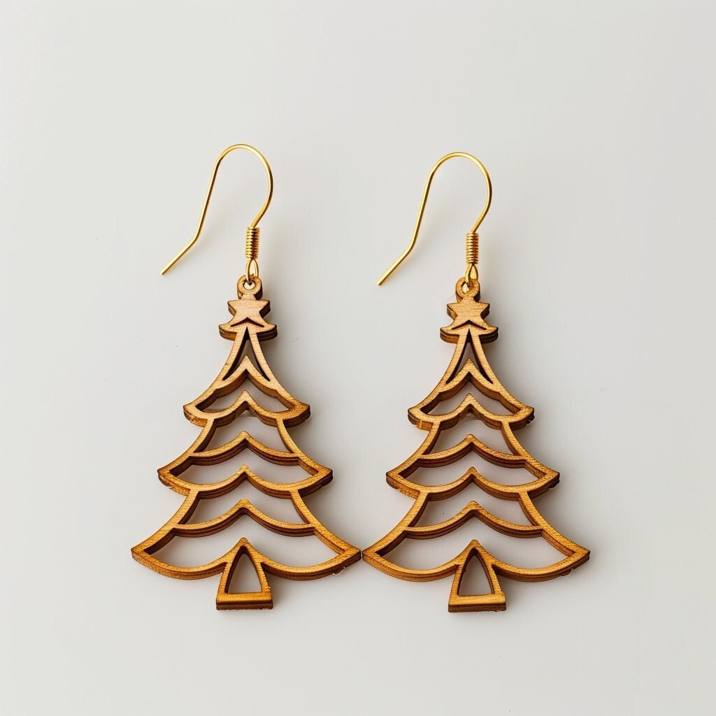 Christmas Tree Wood Earring Svg Laser Cut File Digital Download - Etsy