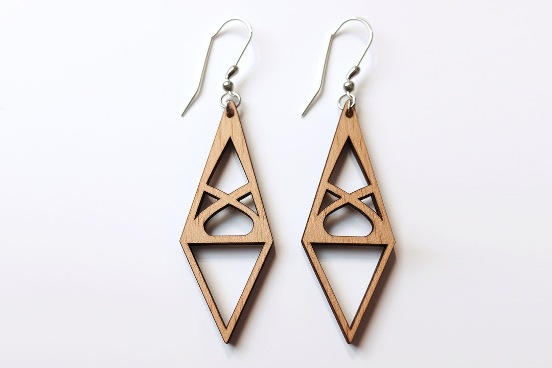 Geometric Triangle Wood Earring Svg Laser Cut File Digital Download - Etsy