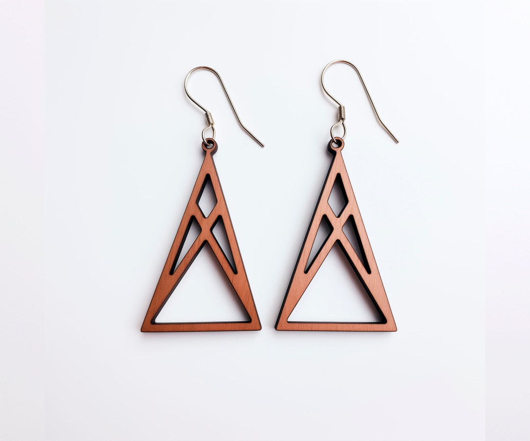 Geometric Triangle Wood Earring Svg Laser Cut File Digital Download - Etsy