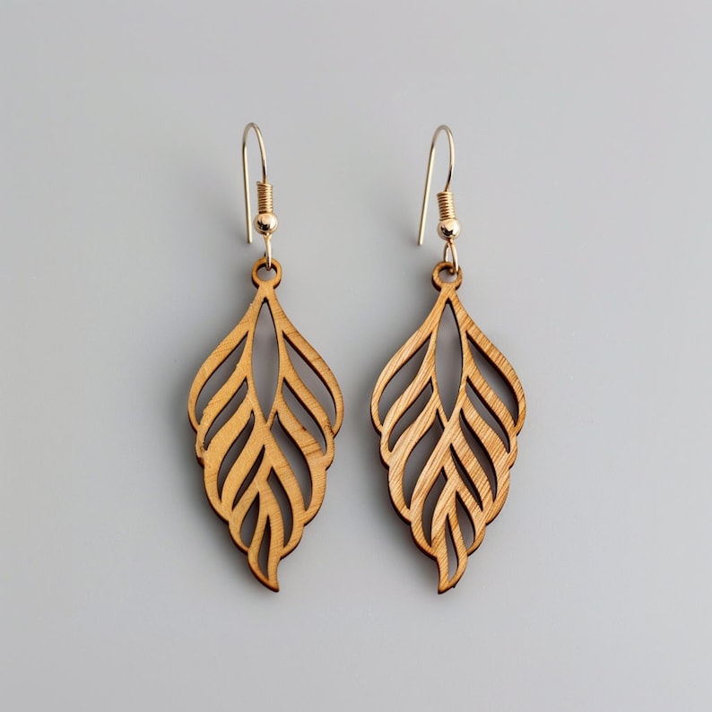 Feather Wood Earring Svg Laser Cut File Digital Download - Etsy
