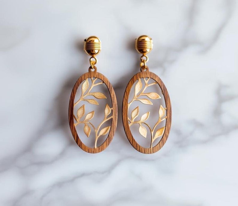 Oval Shape Wood Earring Svg Laser Cut File Digital Download - Etsy