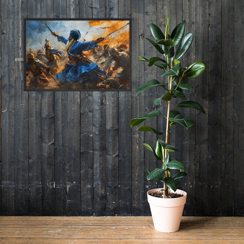 Sikh Warrior Akali in the Battle of Chamkaur | Oil Painting Digital Download | Sikh Futurism Art ...