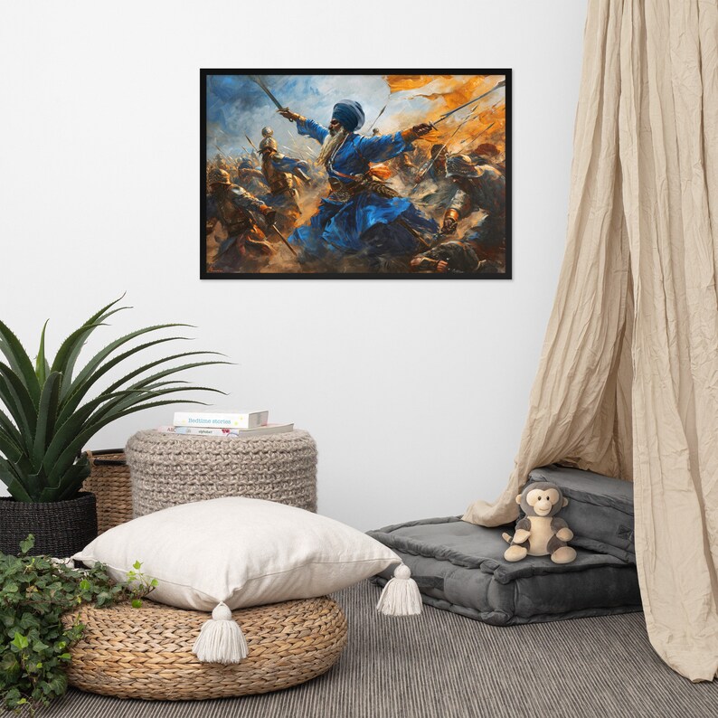 Sikh Warrior Akali in the Battle of Chamkaur | Oil Painting Digital Download | Sikh Futurism Art ...