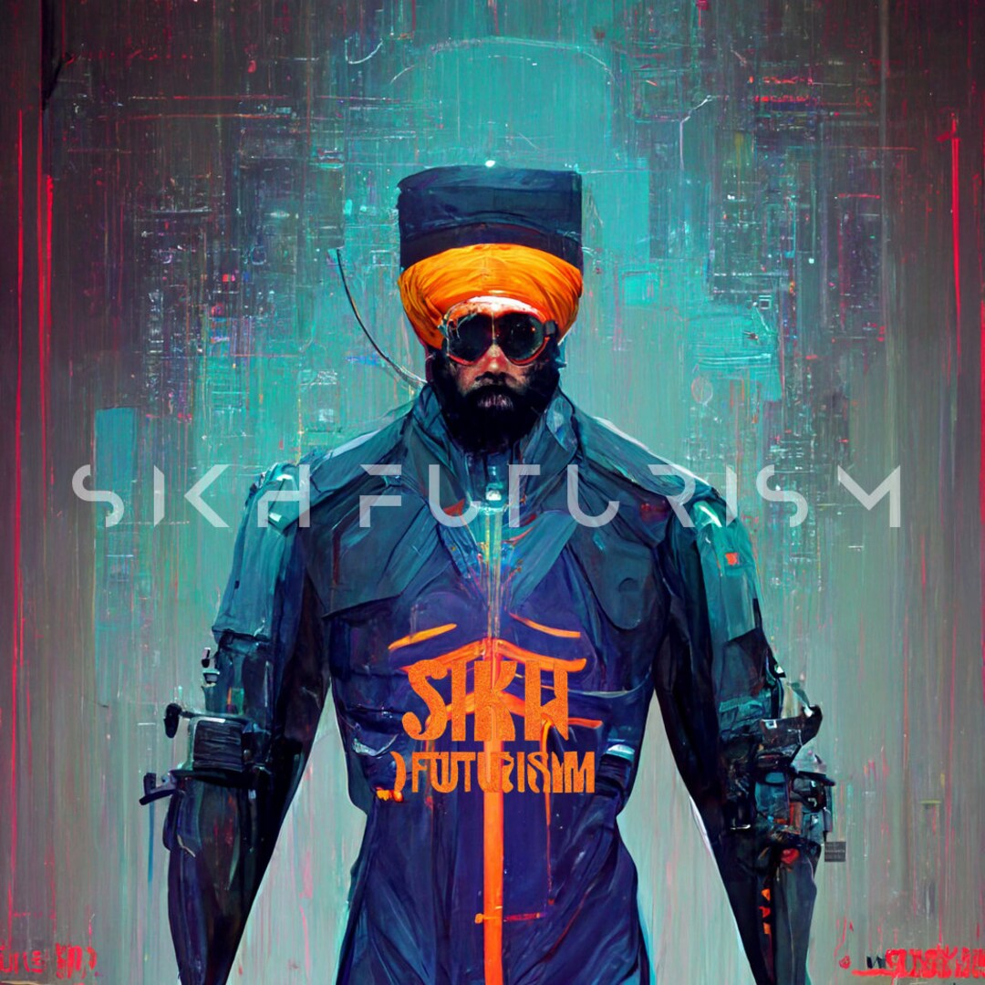 Cyber Nihang Sikh Warrior | Futuristic Sikh Art Oil Painting Digital ...