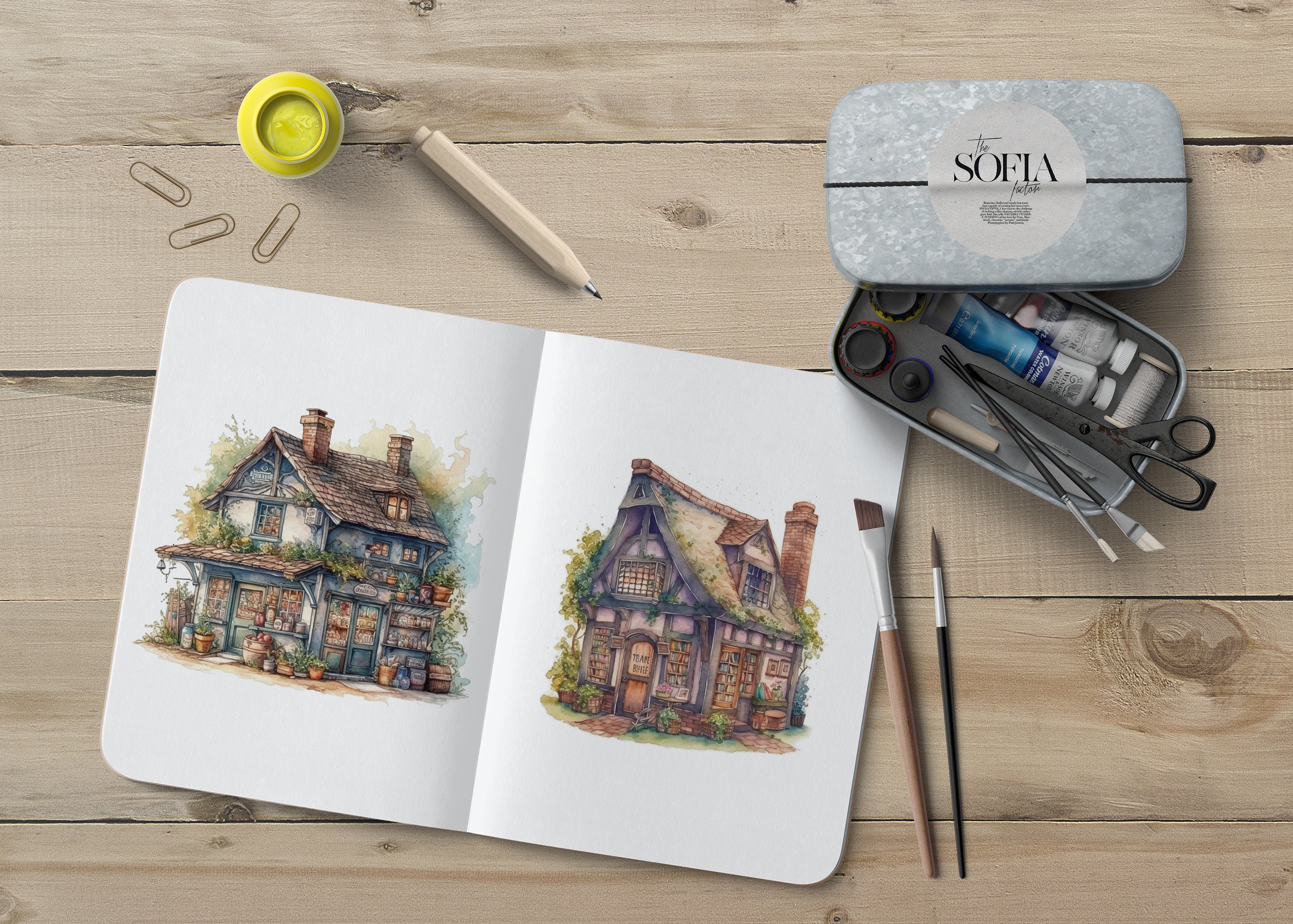 Bohemian Storefront Clipart: Vintage Shop Watercolor PNG Collection ...