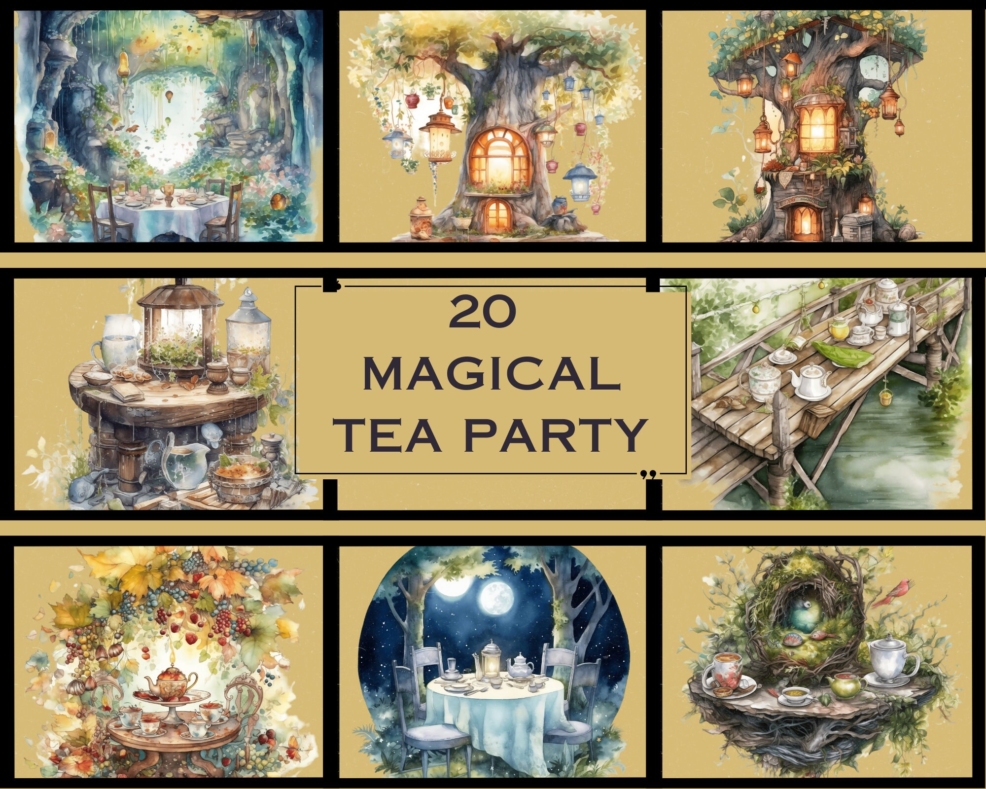 20 Magical Tea Party Watercolor PNG Instant Download Clipart - Etsy