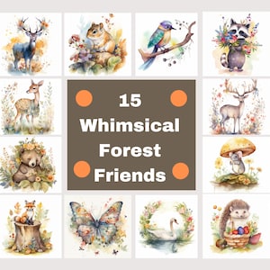 15 Whimsical Forest Animals Clipart: Woodland PNG (commercial Use) - Etsy
