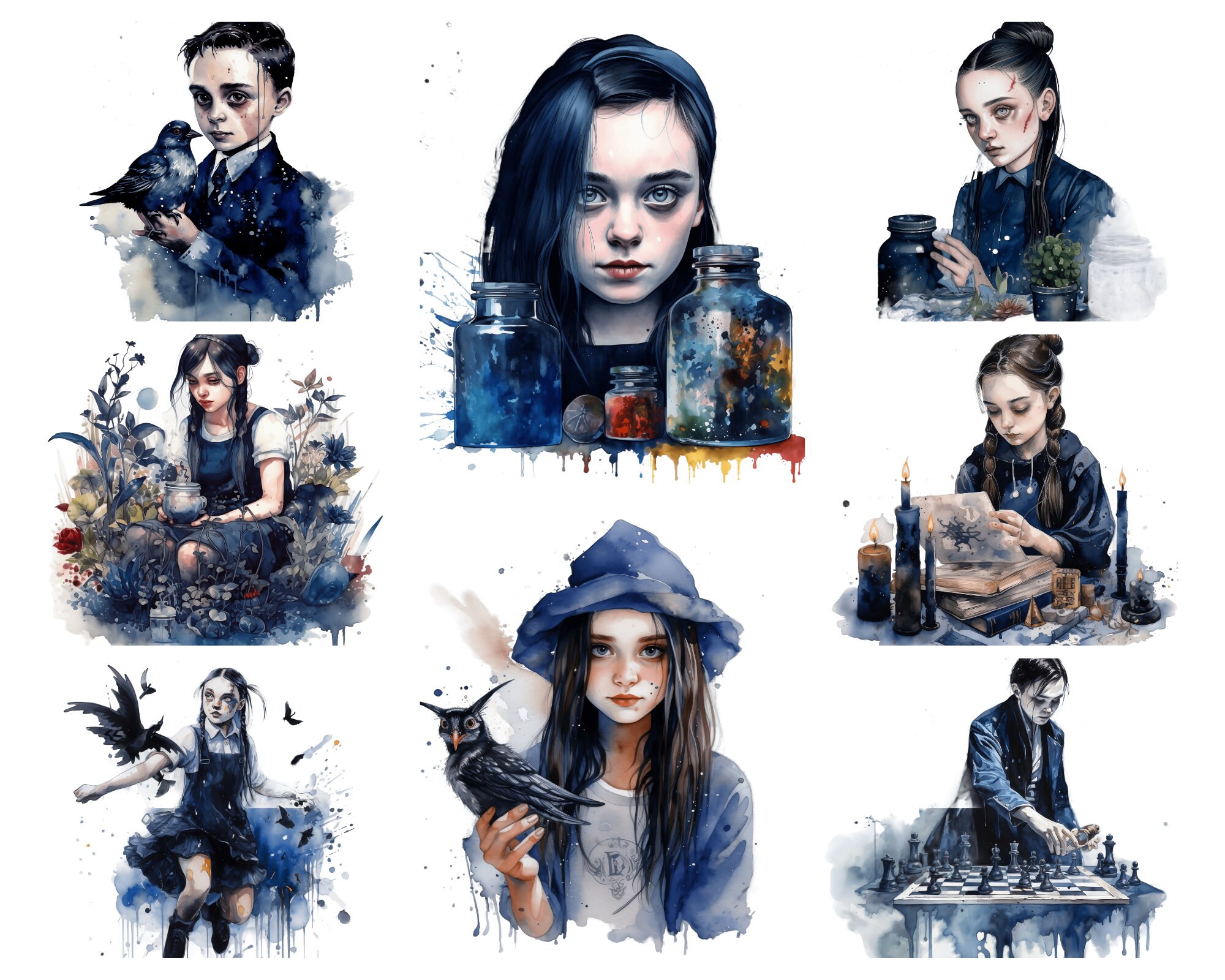 Witches Wizard PNG, Magical Mystical Witches Clipart Set of 30, Spooky ...