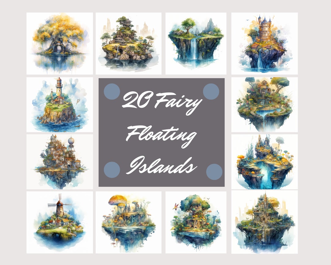 20 Fairy Floating Islands Cliparts Dreamy Skyborne - Etsy
