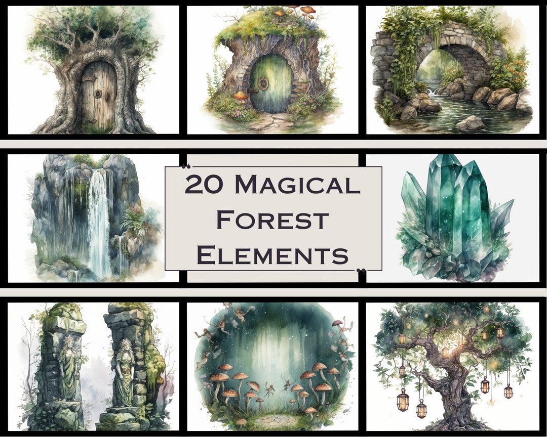 Magical Forest Clipart: 20 Woodland PNG Elements (commercial Use) - Etsy