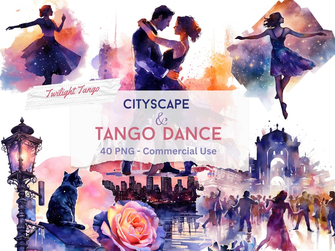 40 Twilight Tango Dances With Evening Romantic Street Scenes Watercolor ...