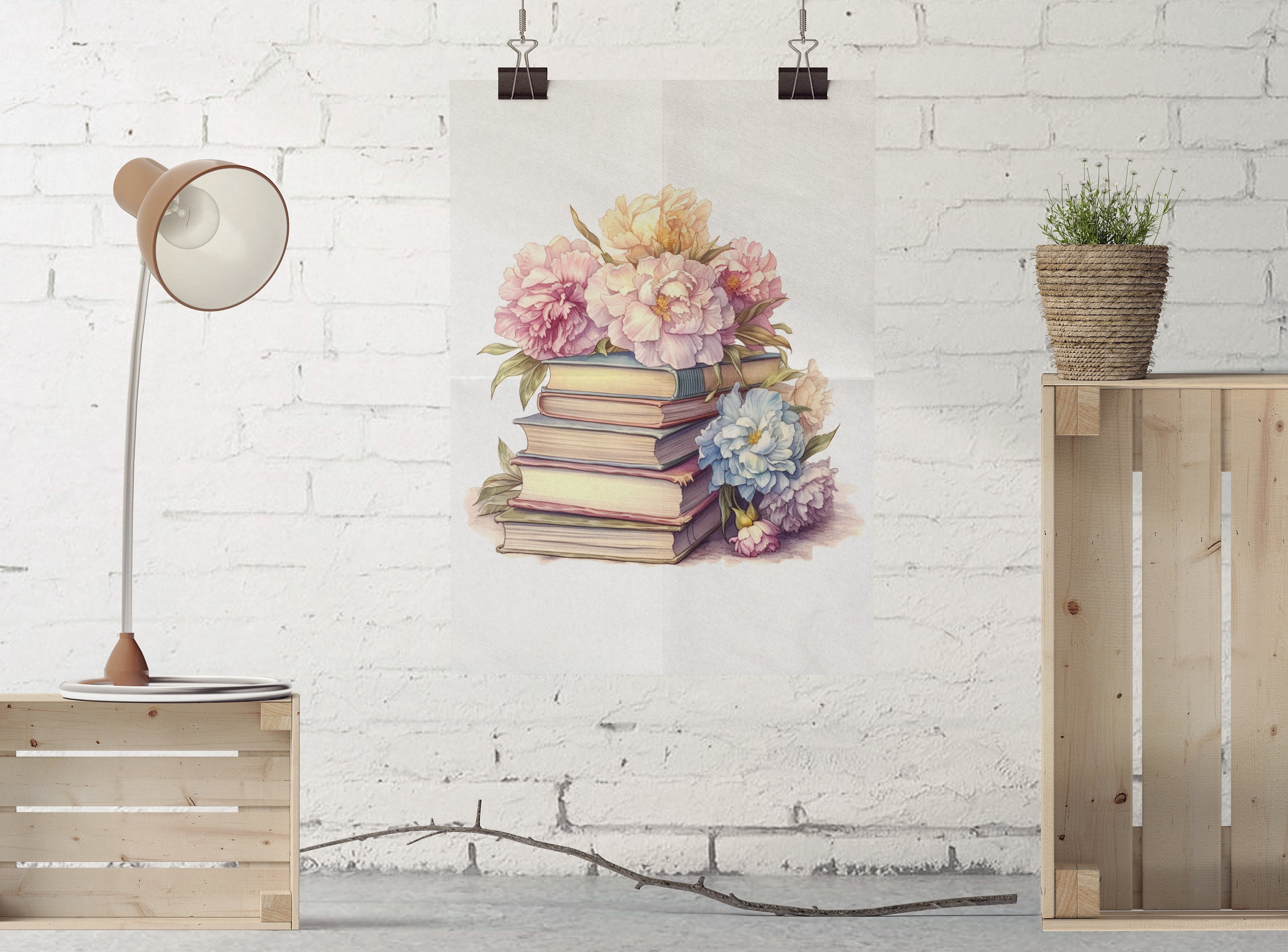 20 Vintage Floral Book Illustrations, Flowers Book Stack, Botanical ...