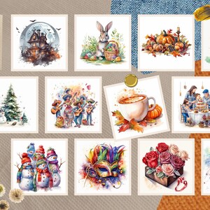 22 Seasonal Celebrations, Festive Holiday and Event Clipart Set ...