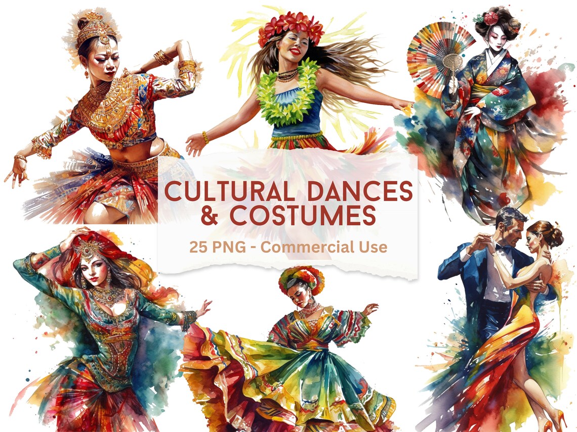 Dancers Cliparts 25 Cultural Dances & Costumes Clipart Collection Early ...