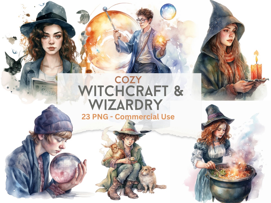 23 Cozy Witchcraft & Wizardry Clipart Collection - Magical Characters ...