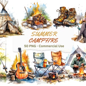 Summer Campfire Clipart: Outdoor Camping PNG Set (50 Files) - Etsy