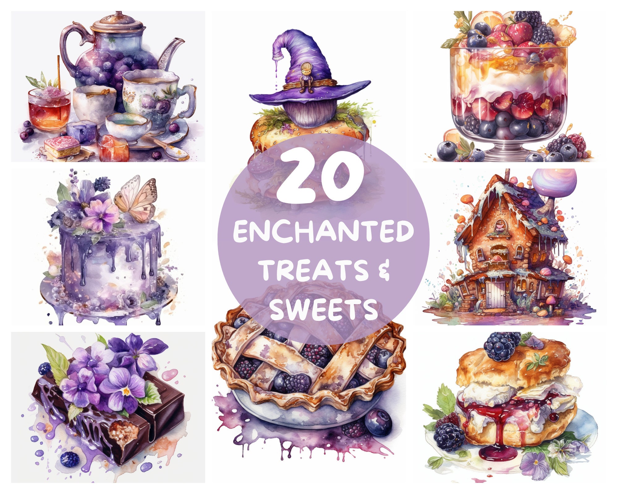 Enchanted Sweets Clipart: Magical Desserts PNG (commercial Use) - Etsy