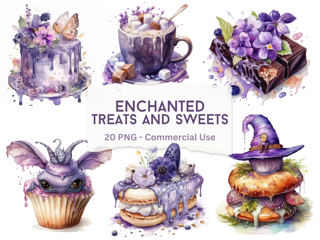 Enchanted Sweets Clipart: Magical Desserts PNG (commercial Use) - Etsy