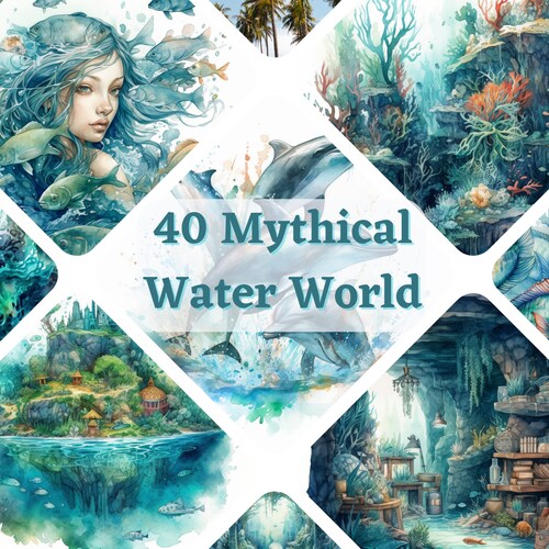 40 Mythical Water World Underwater Landscapes Sea Creatures - Etsy