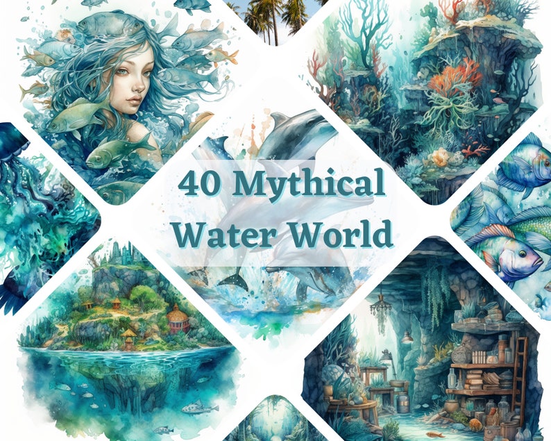 40 Mythical Water World Underwater Landscapes Sea Creatures - Etsy