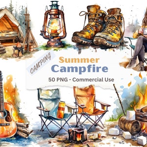 Summer Campfire Clipart: Outdoor Camping PNG Set (50 Files) - Etsy