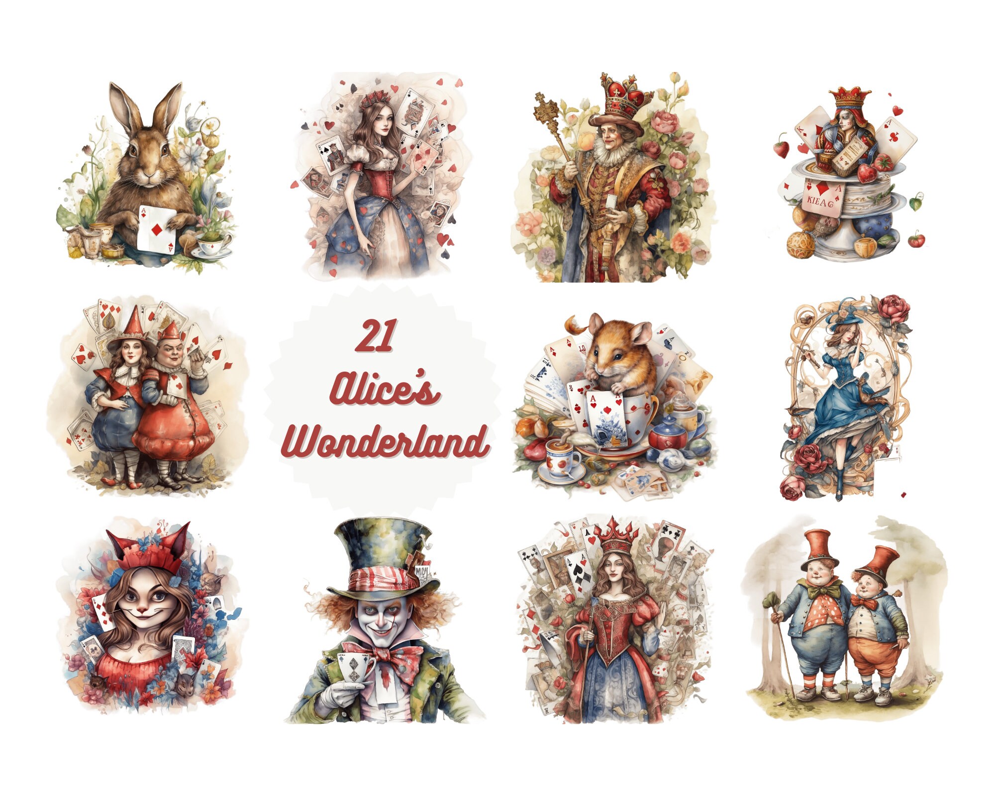 21 Alices Wonderland Enchanted Deck Cliparts Alice in - Etsy