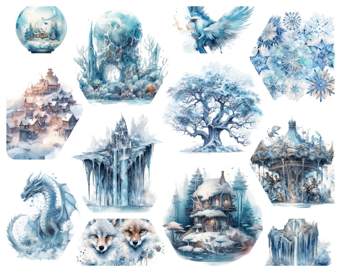15 Winter Wonderland Clipart Collection - Magical Snowy Landscapes and ...