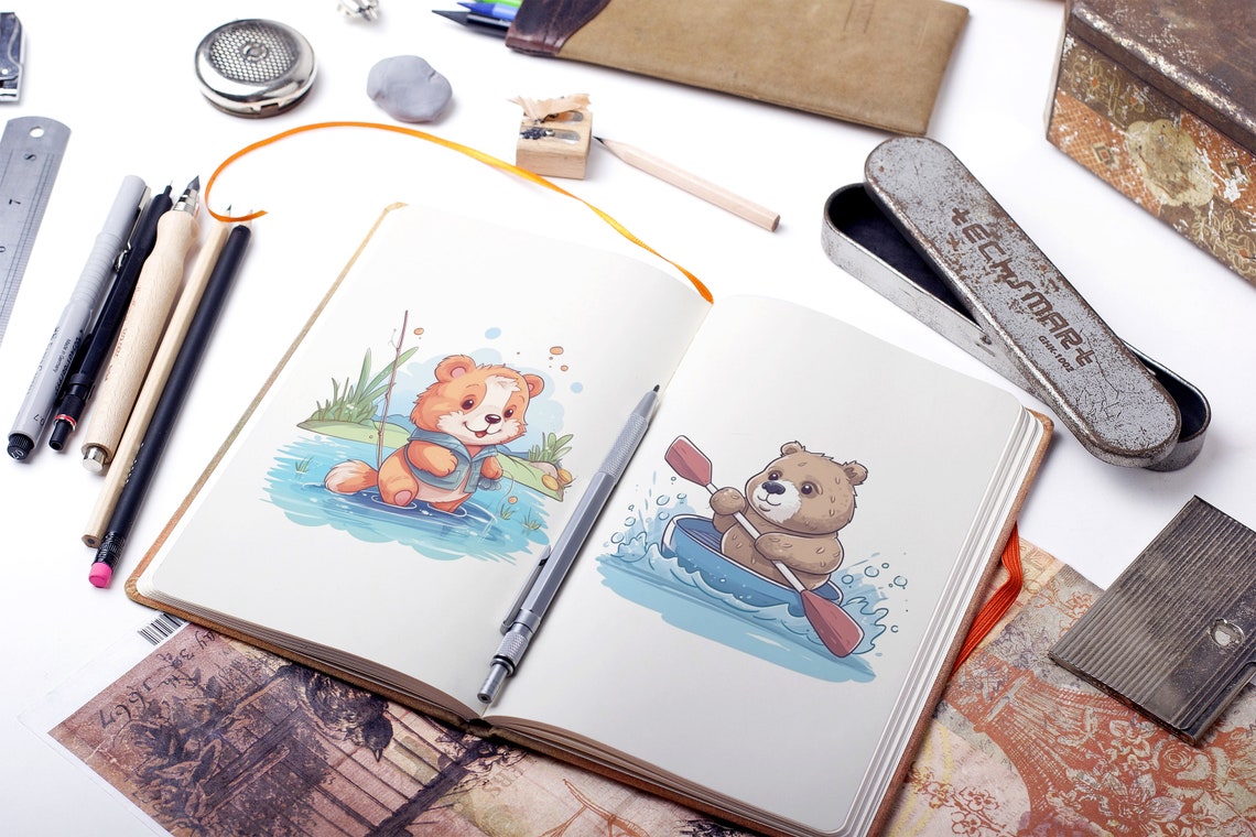 Little Bear Clipart Set: Storytelling PNG Illustrations (commercial Use ...