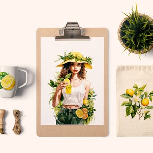 40 Summer Lemonade Watercolor High Resolution PNG Clipart Set, Instant ...