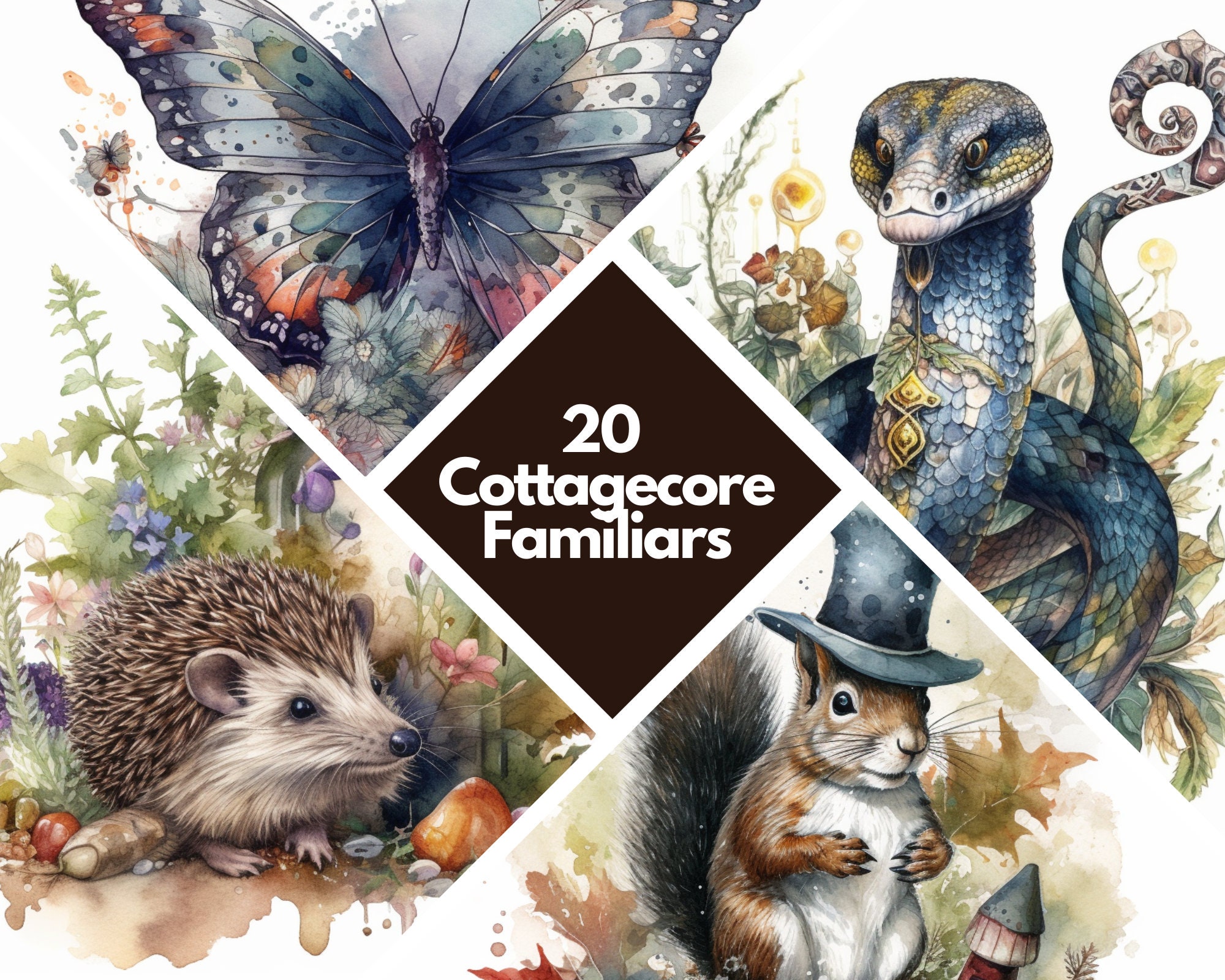 20 Cottagecore Familiars Clipart - Cozy Woodland Creatures, Magical ...