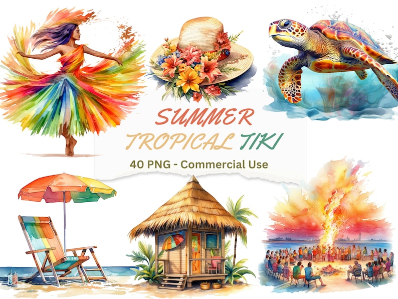 Tropical Tiki Clipart: Luau Party PNG Graphics (digital Download) - Etsy
