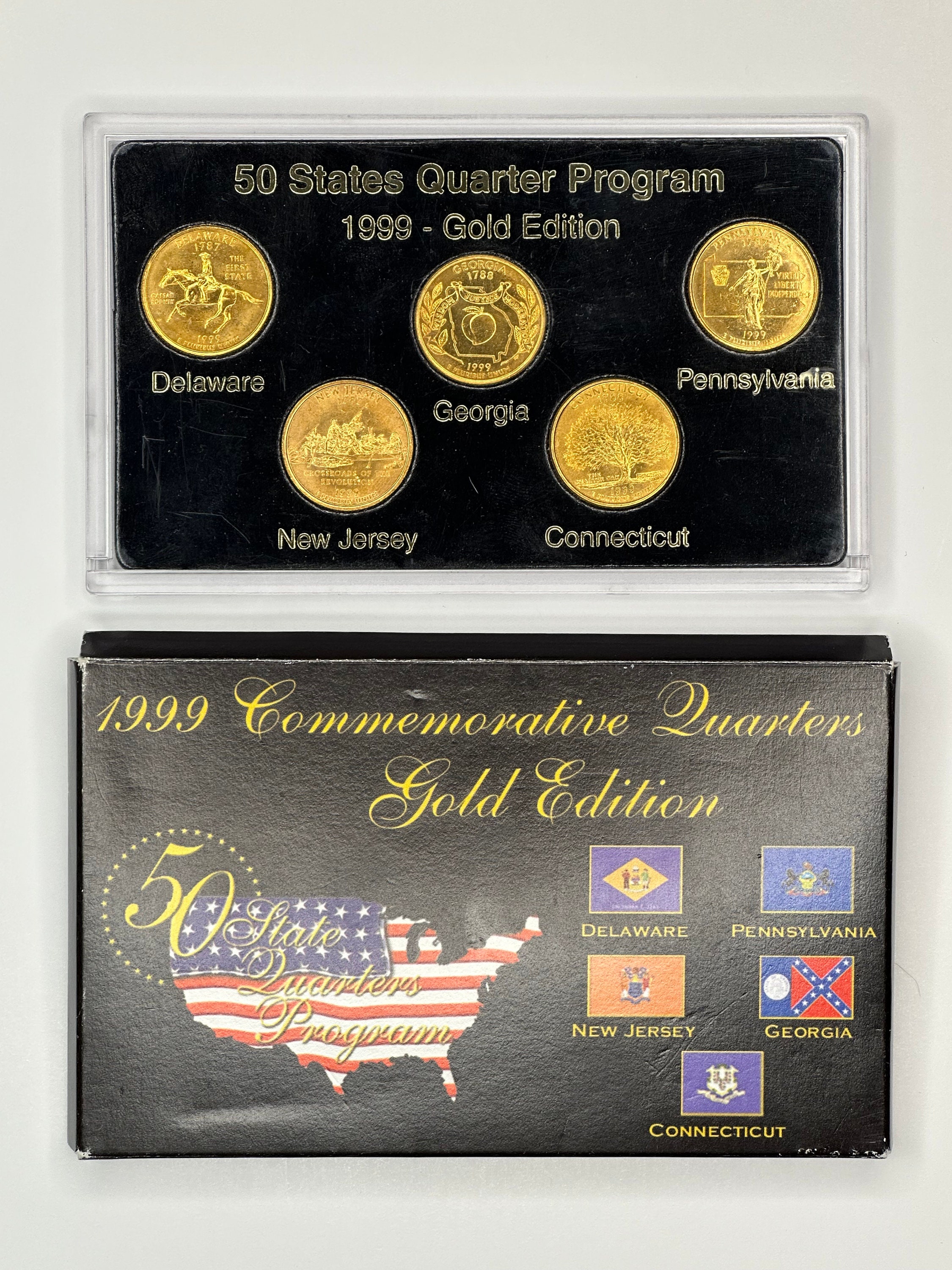 Gold-plated 1999 U.S. State Quarters Short Set First Year of 50 State ...