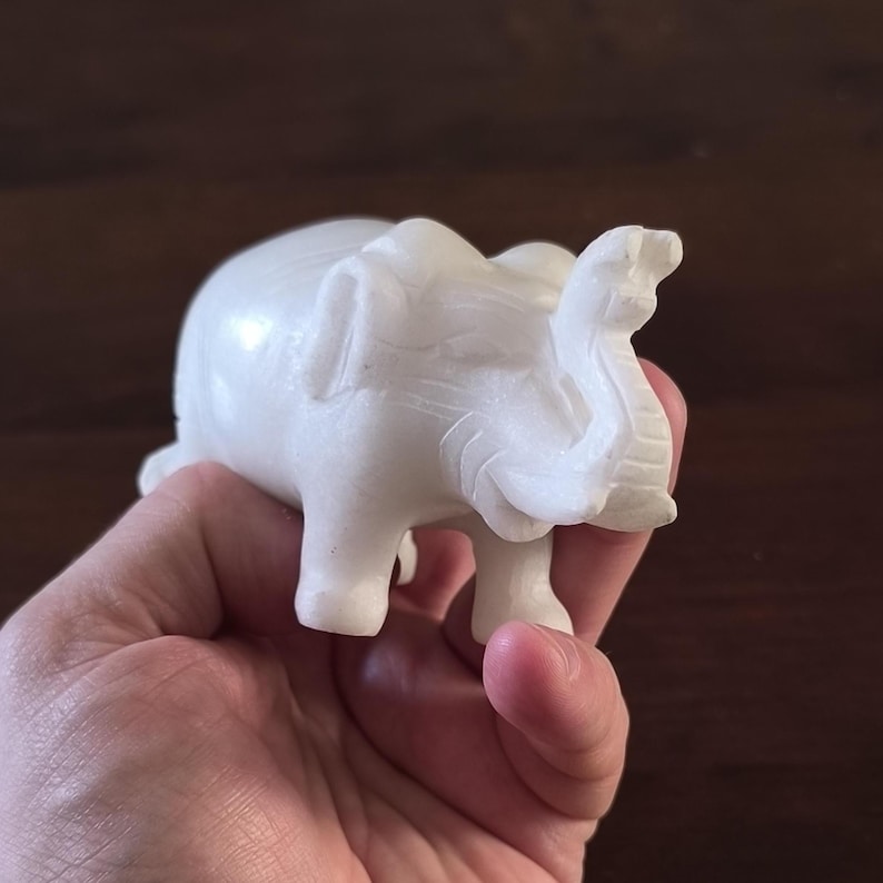 White Marble Stone Elephants Sculpture Handmade From 1960s - Etsy