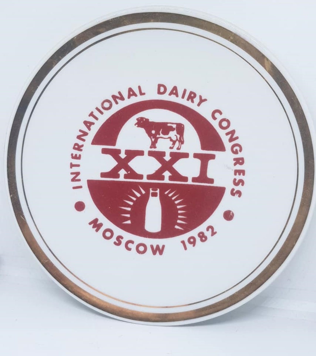 Soviet Propaganda Porcelain Wall Plate, Cow, Milk, International Dairy ...