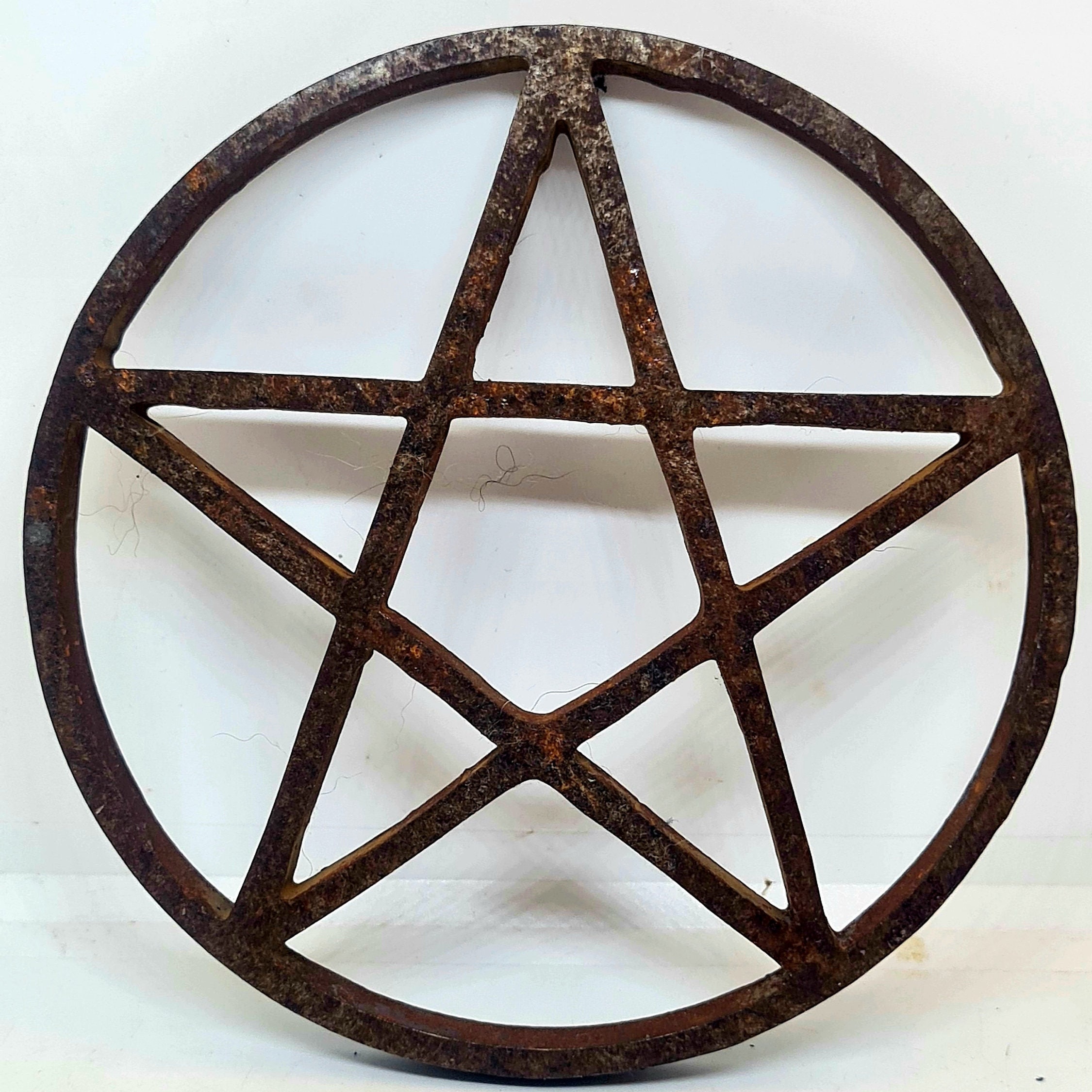Pentagram, Handmade Round Rusty Iron Pentagram Wall Sign Vintage ...