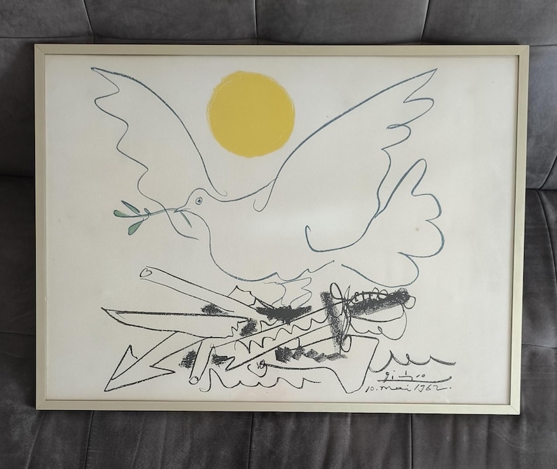 Pablo Picasso "dove of Peace" Lithograph, 1962, Signed, Framed 60x80 Cm ...