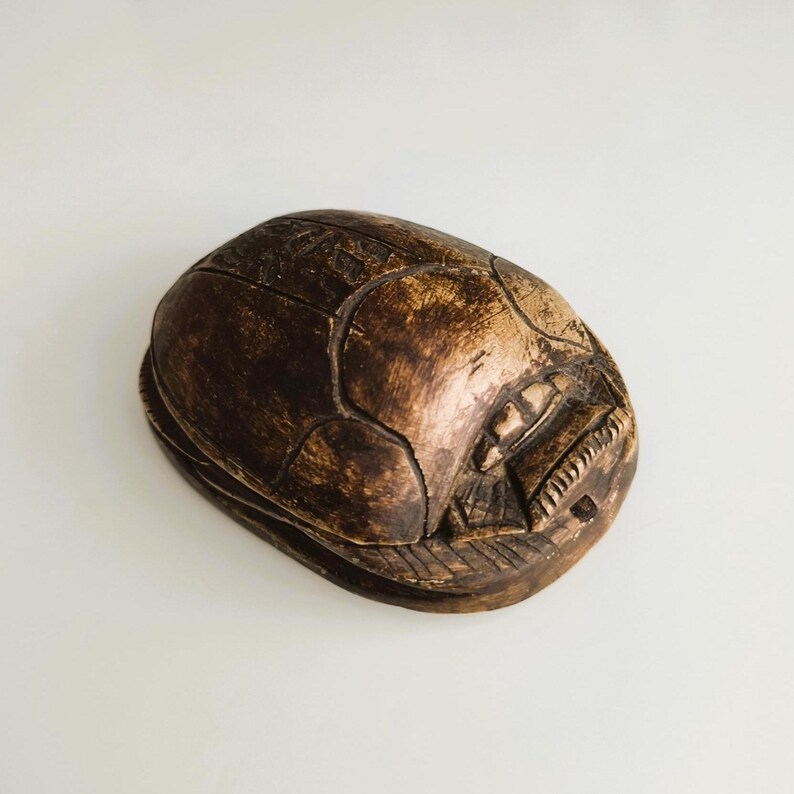 Carved Brown Stone Egyptian Scarab Beetle With Hieroglyphics, 1970s - Etsy