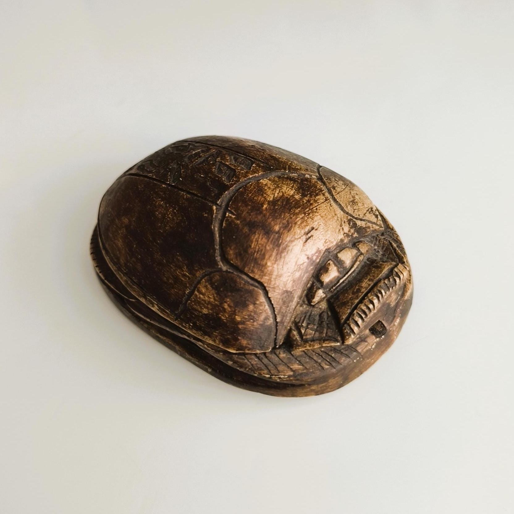 Carved Brown Stone Egyptian Scarab Beetle With Hieroglyphics, 1970s - Etsy
