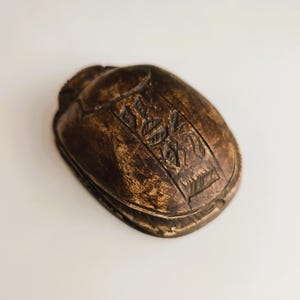 Carved Brown Stone Egyptian Scarab Beetle With Hieroglyphics, 1970s - Etsy