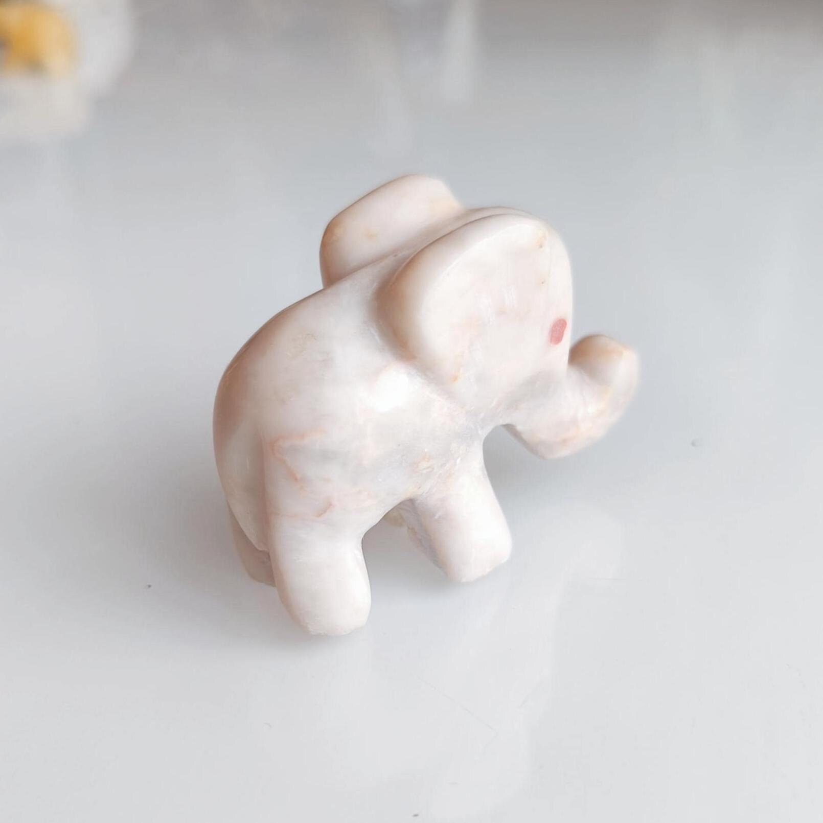 Small White Stone Elephant Statue With Red Eyes, Handmade 2000s - Etsy