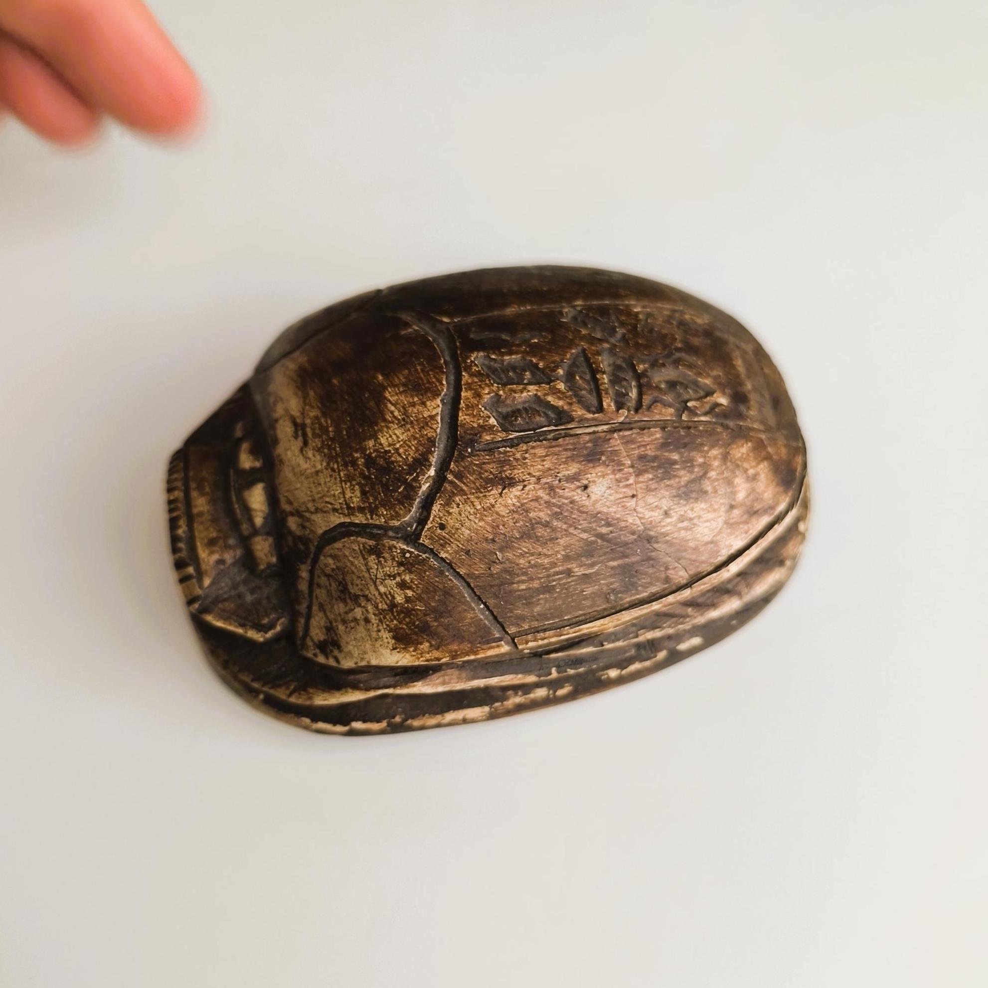 Carved Brown Stone Egyptian Scarab Beetle With Hieroglyphics, 1970s - Etsy