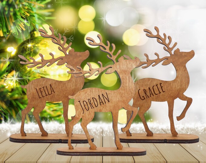 Christmas Personalised Reindeer Decorations Stag Place Names - Etsy Canada