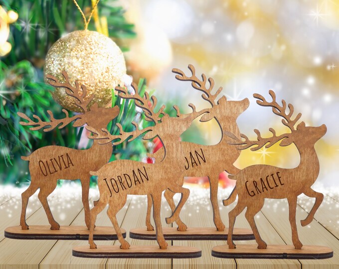 Christmas Personalised Reindeer Decorations Stag Place Names - Etsy Canada