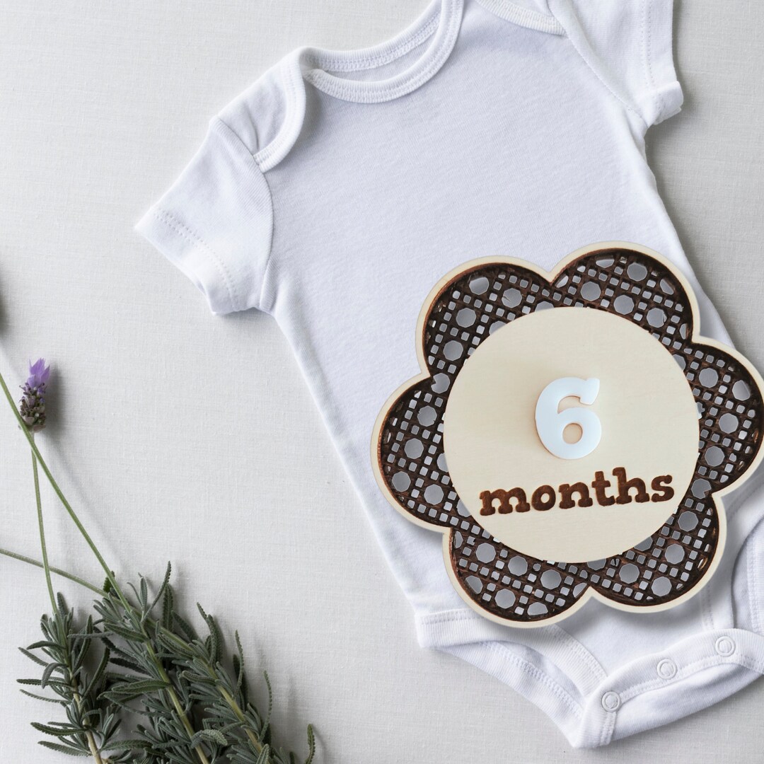 Boho Rattan Milestone Cards Flower Lattice. 3D Birch Wood Only Acrylic ...