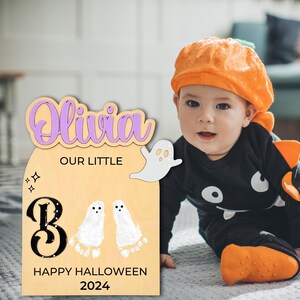 Halloween Footprint - Handprint Art Sign | Baby’s First Halloween ...