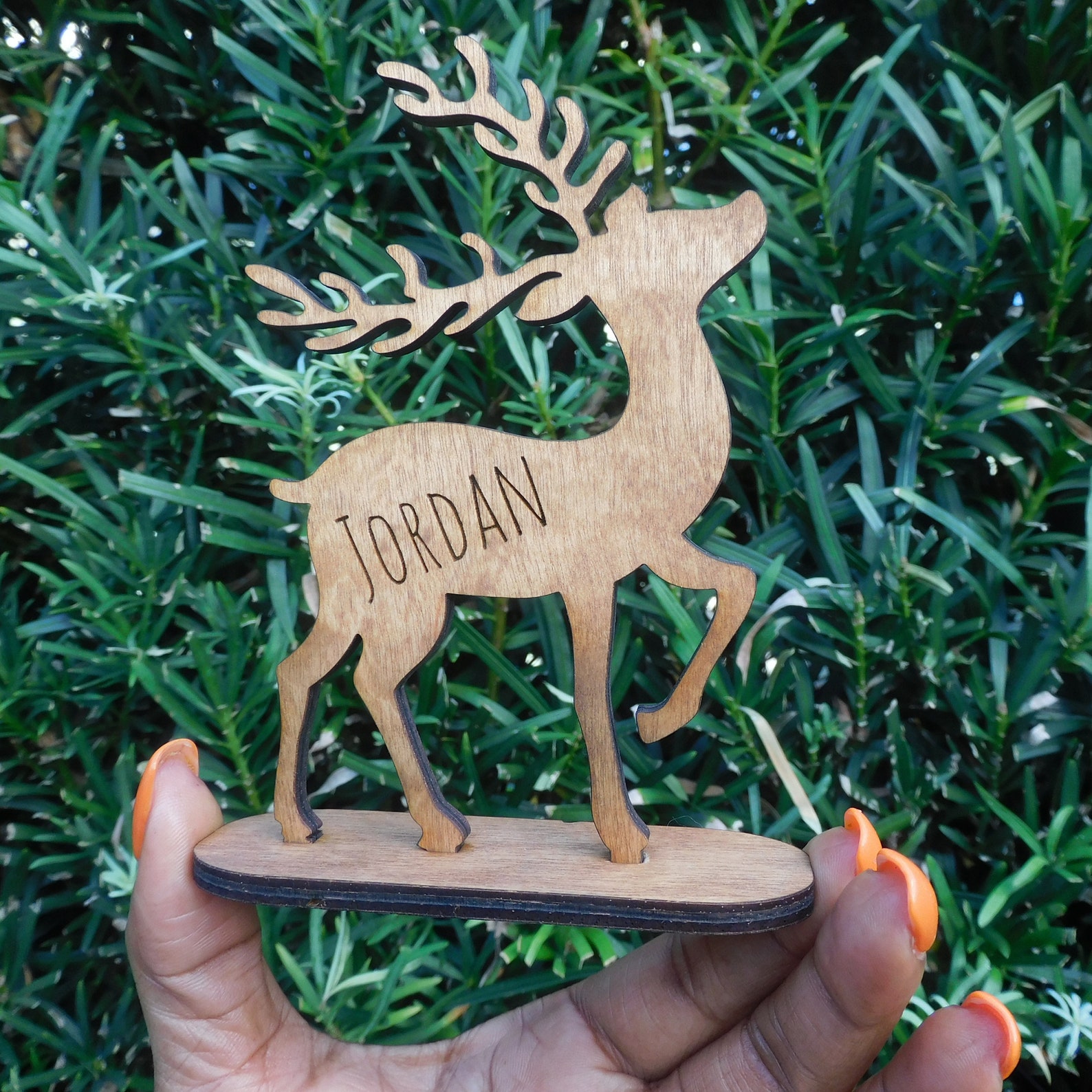 Christmas Place Name, Personalised Reindeer Decorations Stag Place Name ...