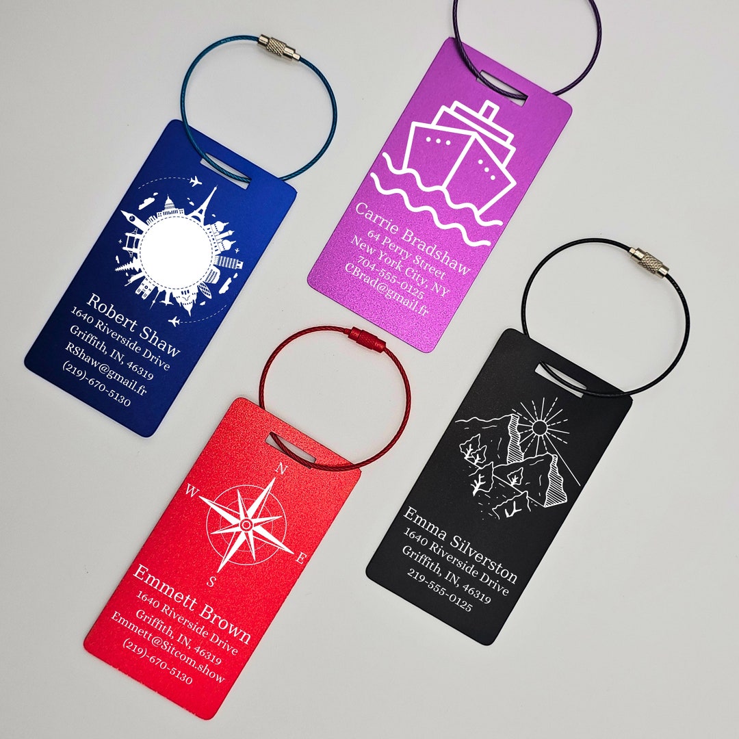 Large Engraved Aluminum Tag, Personalized Metal Luggage Tag, Travel ...