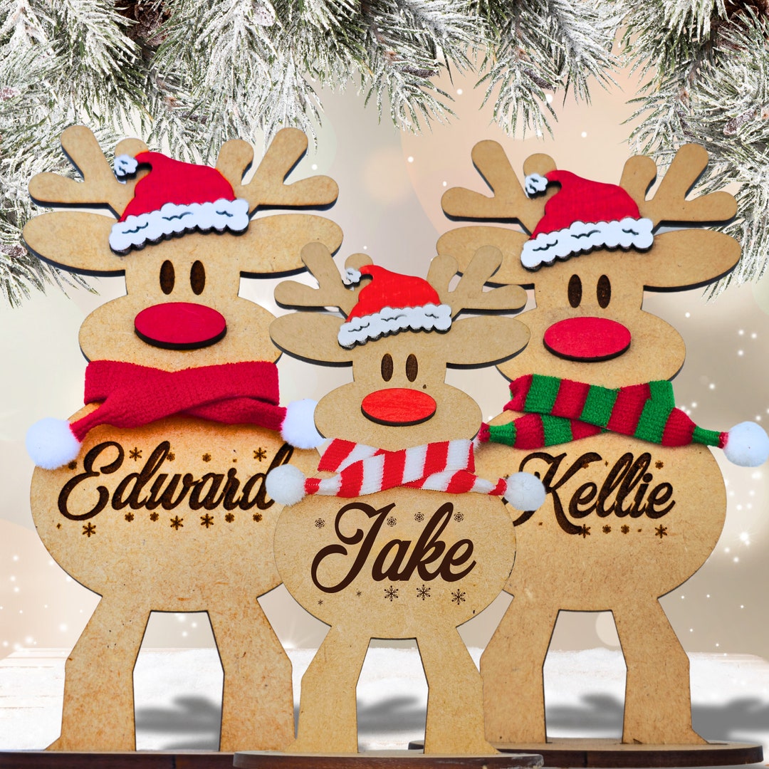 Family Christmas Reindeer Decoration, Personalised Freestanding ...