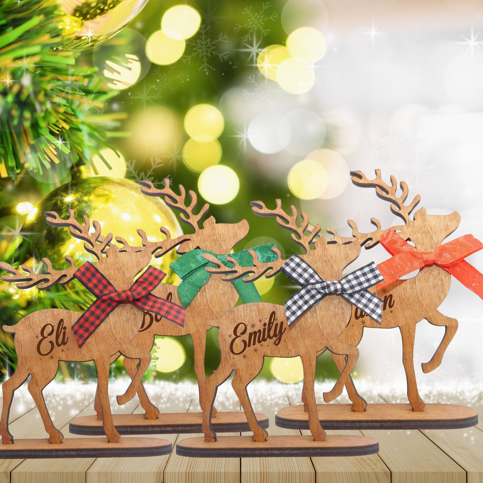 Christmas Place Name, Personalised Reindeer Decorations Stag Place Name ...