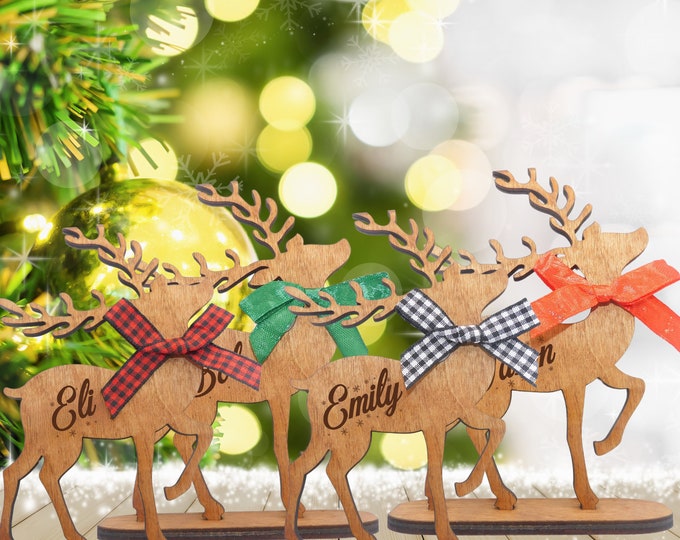 Christmas Personalised Reindeer Decorations Stag Place Names - Etsy Canada